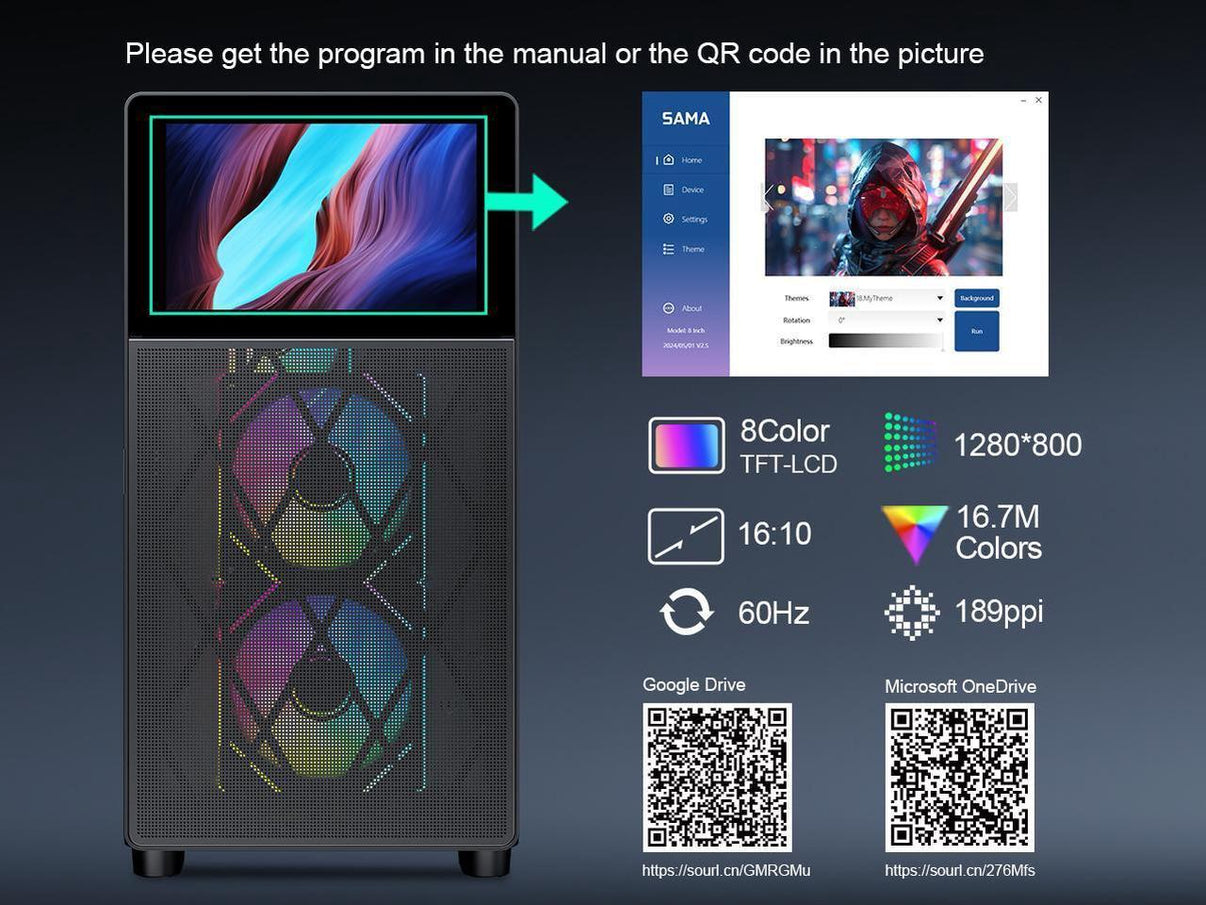 SAMA V-play ATX Mid Tower Case with Built In LCD Screen – Alexandria ...